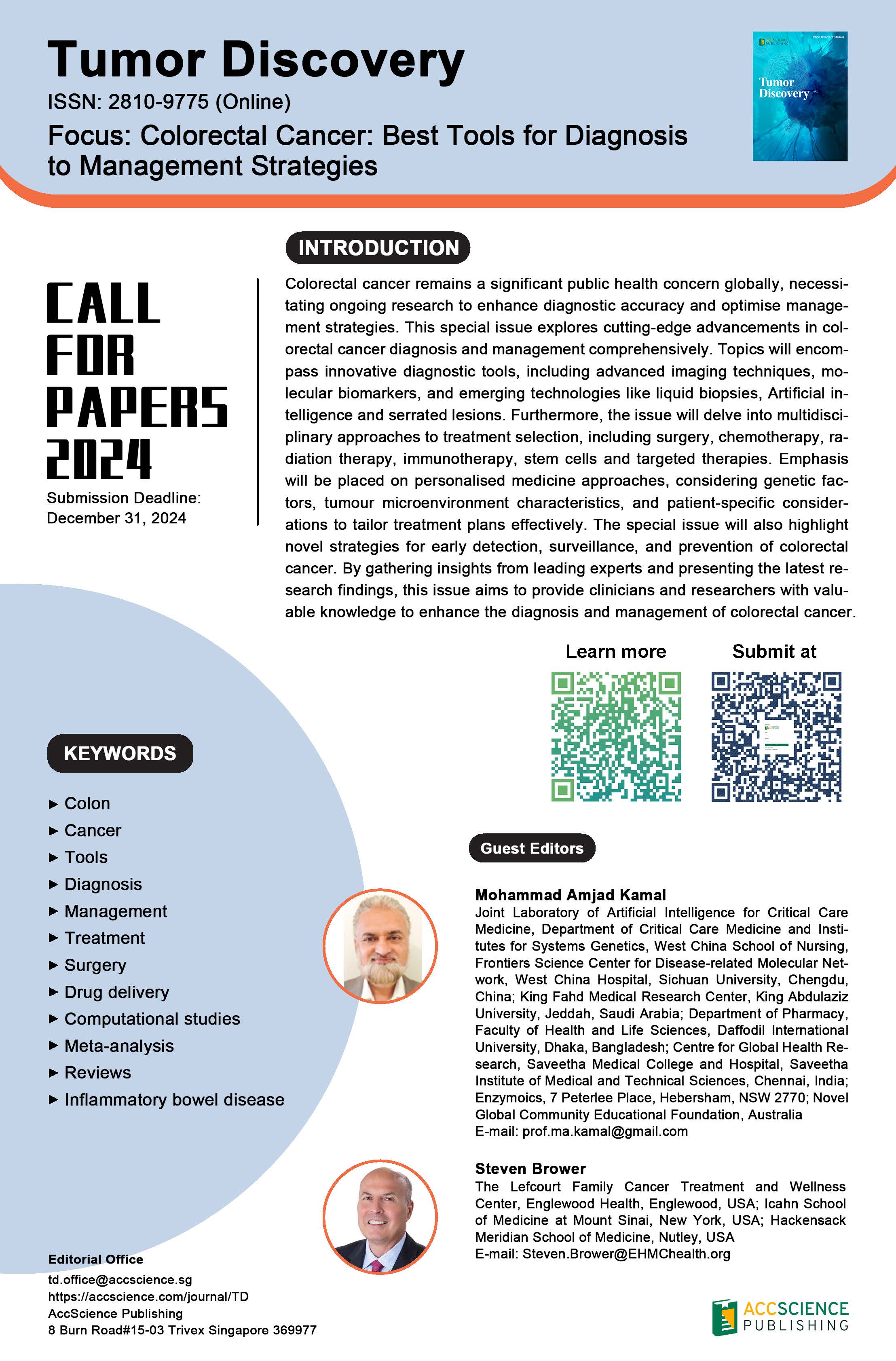 Colorectal Cancer: Best Tools for Diagnosis to Management Strategies
